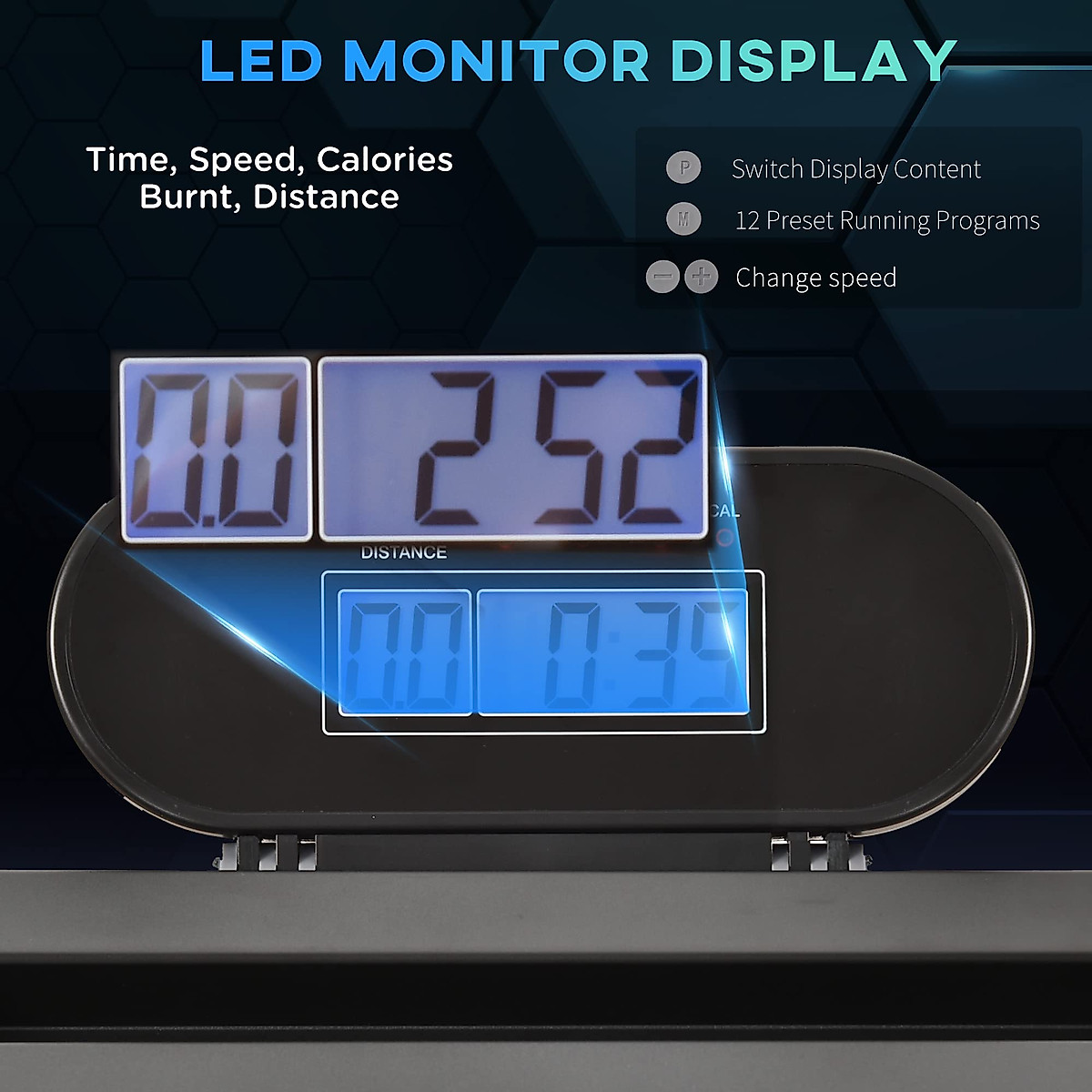 Soozier Foldable Electric Motorized Treadmill Running Machine with 12 Pre-Set Programs 7.5 MPH Max Speed LCD Display for Home Use - Black