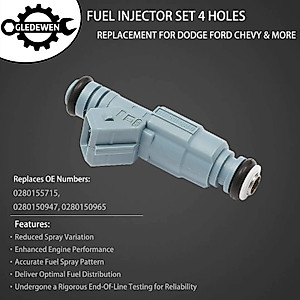 Fuel Injector 24LB 4 Holes 8Pcs | Replacement for 5.2 5.9 Dodge Dakota Durango Ram Chevy Camaro Ford F250 F350 Excursion Mustang Pontiac GTO & more | Replace# 0280155715, 0280150947, 0280150965