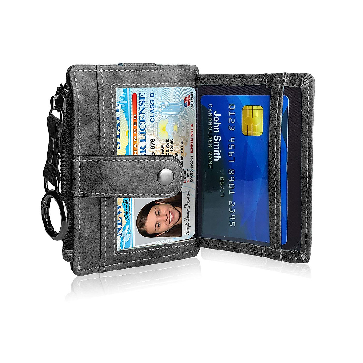 AOXONEL Card Wallet Leather Rfid Credit Card Holder for Women Compact Small Womens Wallet Ladies Slim Mini Coin Purse (Grey)