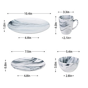 Cutiset Unique Accent Elegant Natural Marbleized 16 Piece Dinnerware Set, Plates and Bowls Sets,Service for 4