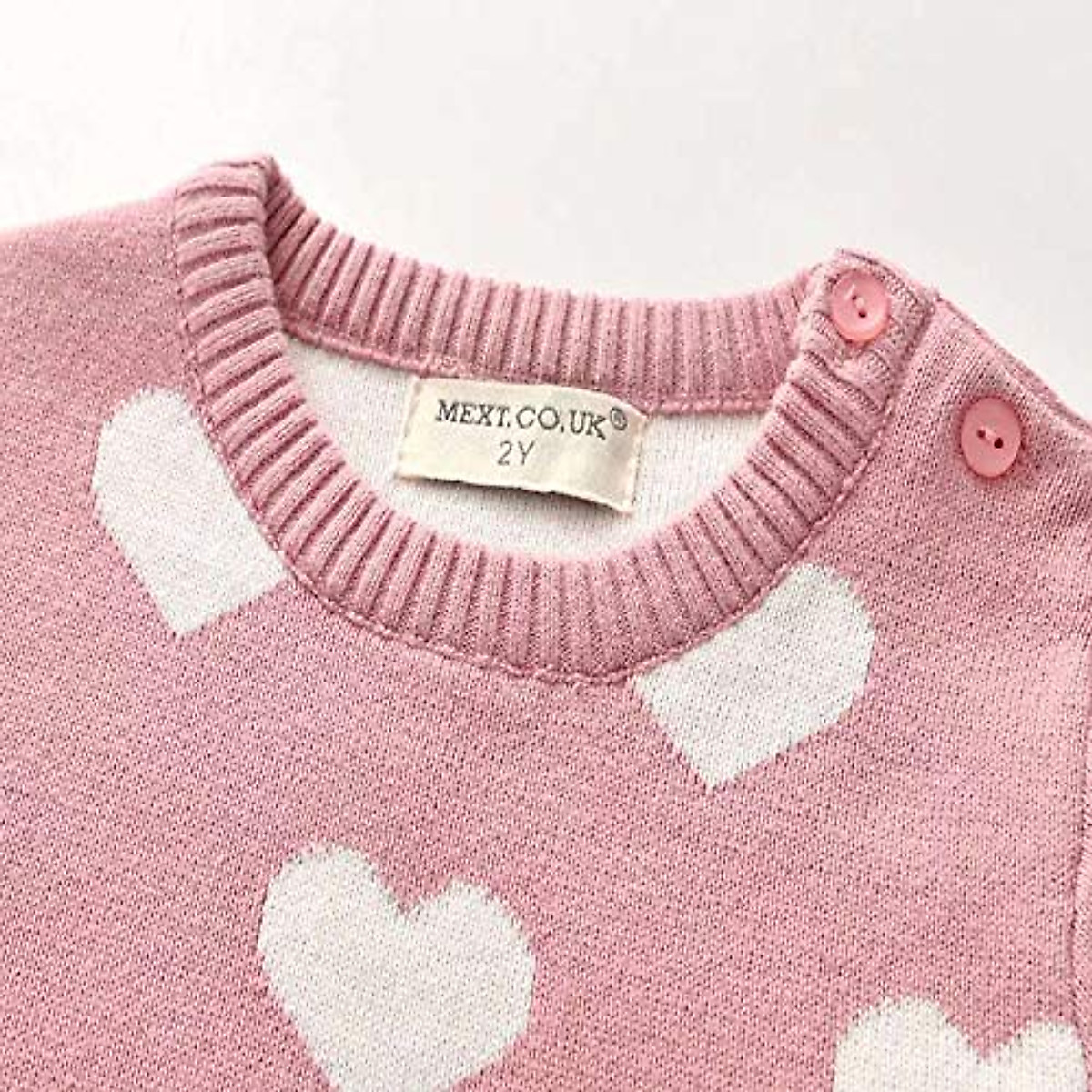 WALLARENEAR Toddler Baby Girl Valentine Dress Kids Heart Long Sleeve Knit Sweater Dress Pleated Dress Fall Winter Warm Outfits (Pink, 2-3 Years)
