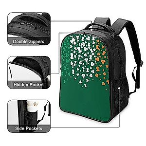 St Patricks Day Ireland Flag 16 Inch Backpack Lightweight Back Pack with Handle and 2 Compartments Daypack Funny Prints Design Laptop Bag