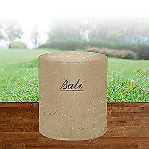 BALI OUTDOORS 23 Inch Round Fire Pit Cover, Column Cover Waterproof Heavy Duty Weather Resistant PVC Oxford Fabric Cover, Brown