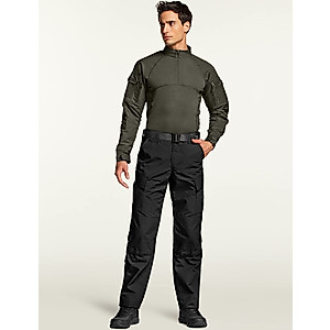 CQR Men's Tactical Pants, Military Combat BDU/ACU Cargo Pants, Water Resistant Ripstop Work Pants, Hiking Outdoor Apparel, Combat Inspired Assault Pants Black, Large