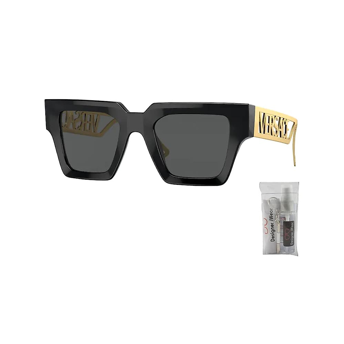Versace VE4431 50MM Balck/Dark Grey Square Sunglasses for Women + BUNDLE With Designer iWear Eyewear Kit