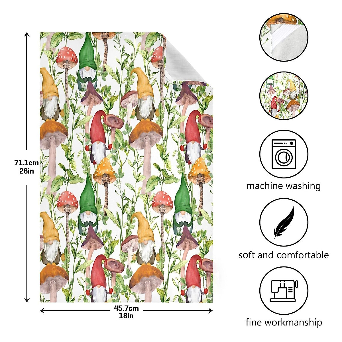 Kigai Mushroom Gnomes Kitchen Towels Set of 4, Ultra Soft Absorbent Dish Towels Bathroom Hand Towels Reusable Cleaning Cloths Tea Towels 28 x 18 Inch