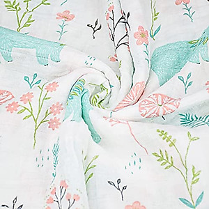 Kingrol 4 Pack Baby Muslin Swaddle Blankets, Soft Unisex Swaddle Wrap for Boys and Girls, Large Neutral Receiving Blanket for Newborn Infant, Bear/Fox/Elk/Elephant