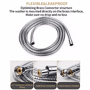 Shower Hose Extra Long 79 inches Long Shower Head Hose Replacement Stainless Steel Shower Head Extension Hose Flexible and Durable Shower Pipe with Brass Insert and Nut