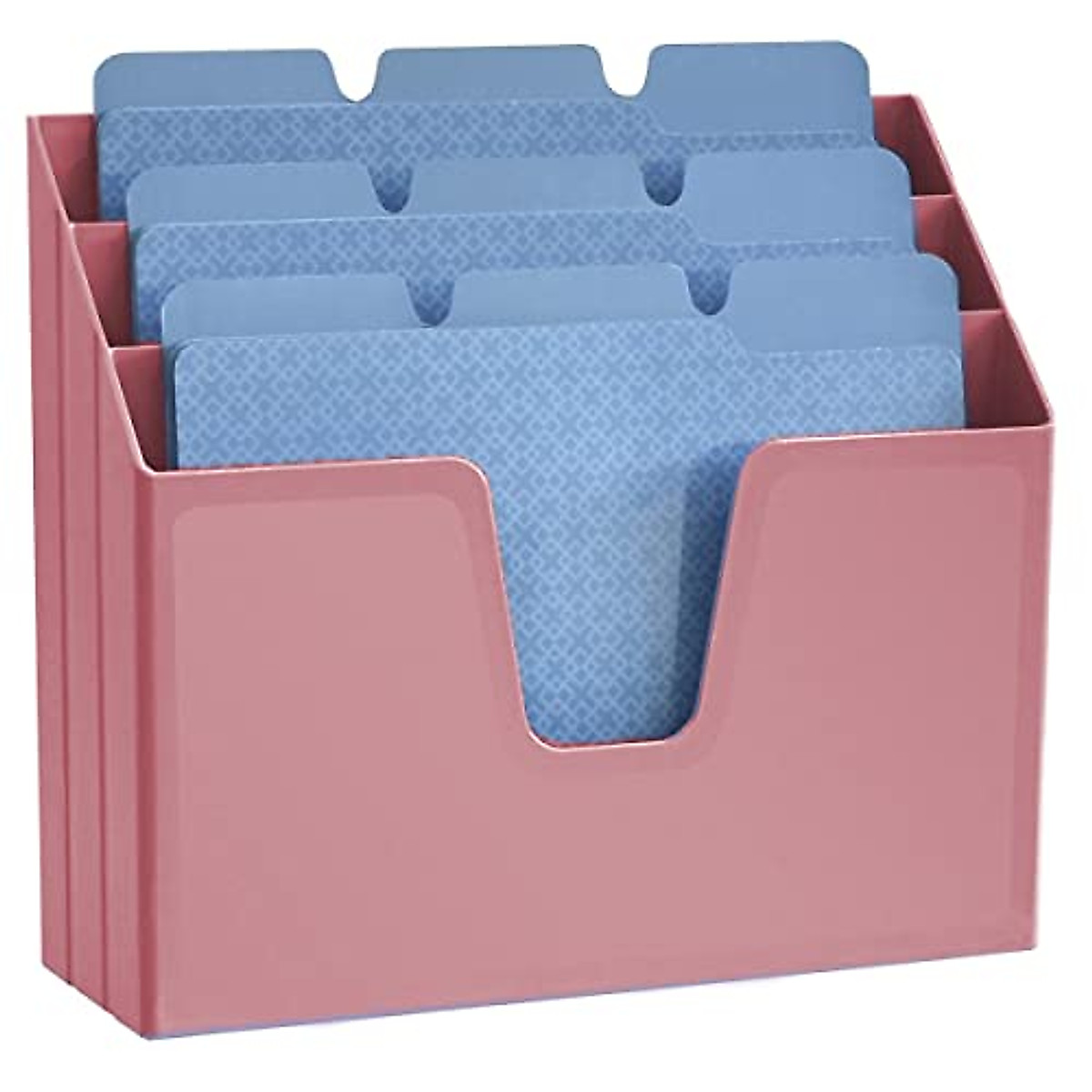 Acrimet Horizontal Triple File Folder Holder Organizer (Solid Pink Color)