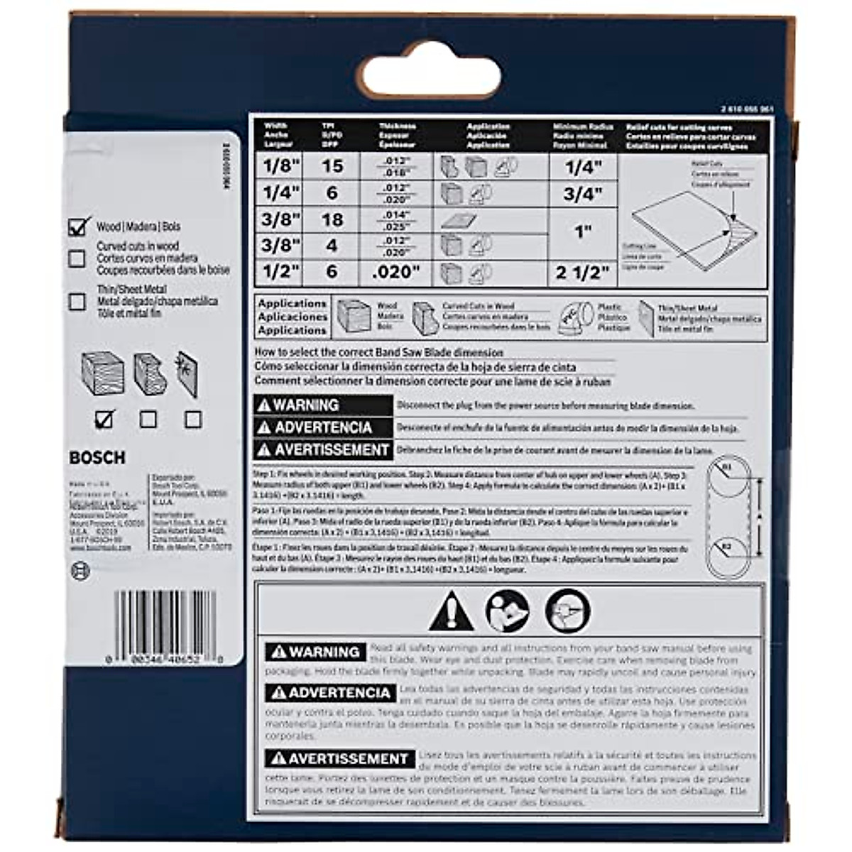 BOSCH BS5912-6W 59-1/2-Inch X 1/4-Inch X 6-Tpi General Purpose Stationary Band Saw Blade