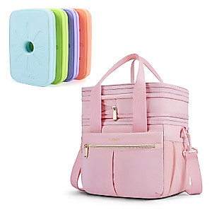 TOURIT Double Deck Insulated Lunch Bag Expandable with Reusable Ice Packs for Lunch Boxes/Bags Long Lasting