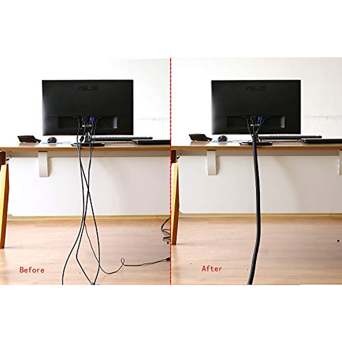 Alex Tech 25ft - 1/2 inch Cord Protector Wire Loom Tubing Cable Sleeve Split Sleeving for USB Audio Video Power Cord – Protect Cat from Chewing - Black