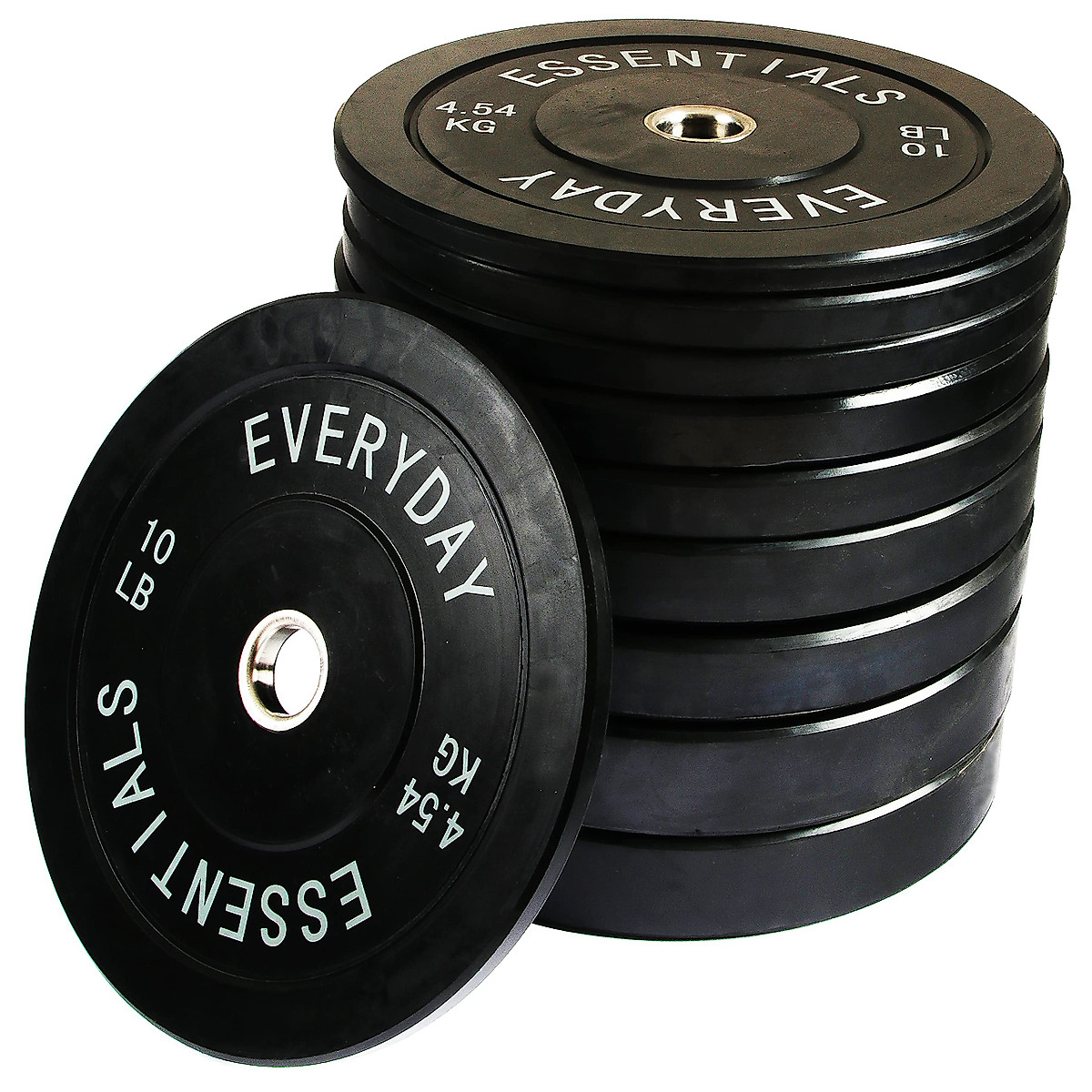 BalanceFrom Color Coded Black Olympic Bumper Plate Weight Plate with Steel Hub, 260LB Set, 2x 10/15/25/35/45LB