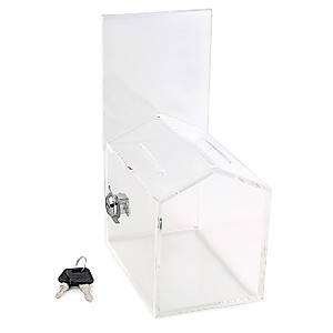 MCB Animal Dog House Charity Donation Collection Box with Display Sign Holder with Cam-lock and 2 Keys (Clear)