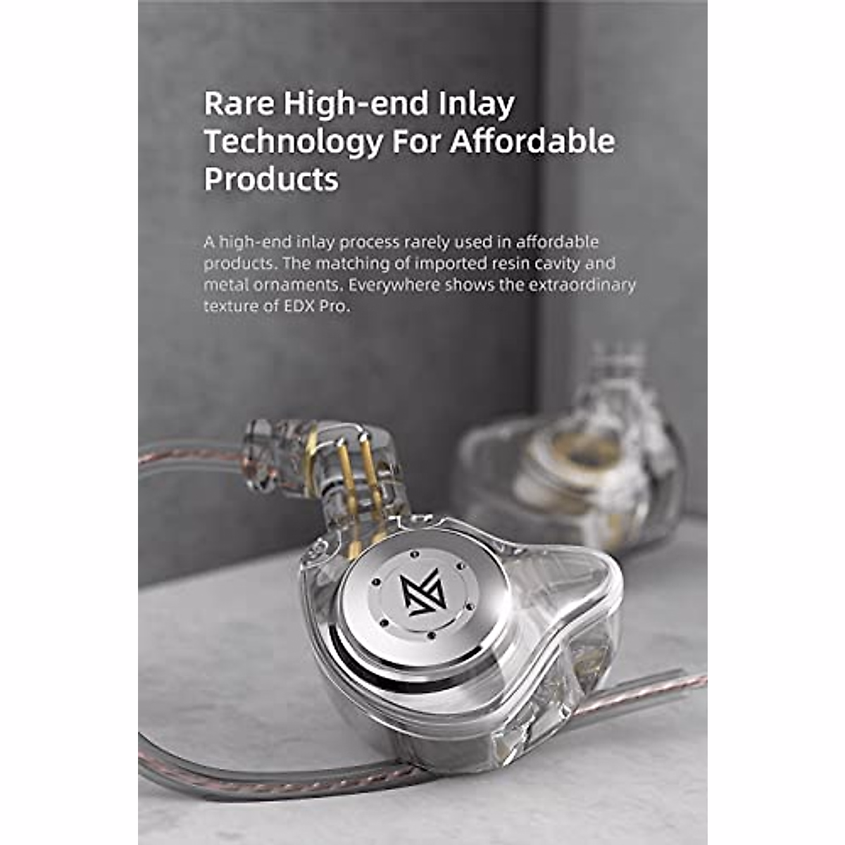 ERJIGO EDXPro KZ EDX Pro In-Ear Monitors, HiFi stereo Stage/Studio IEM Wired Noise Isolating Sport Earphones/Earbuds/Headphones with Detachable Cable for Musician Audiophile (Without Mic, Transparent)