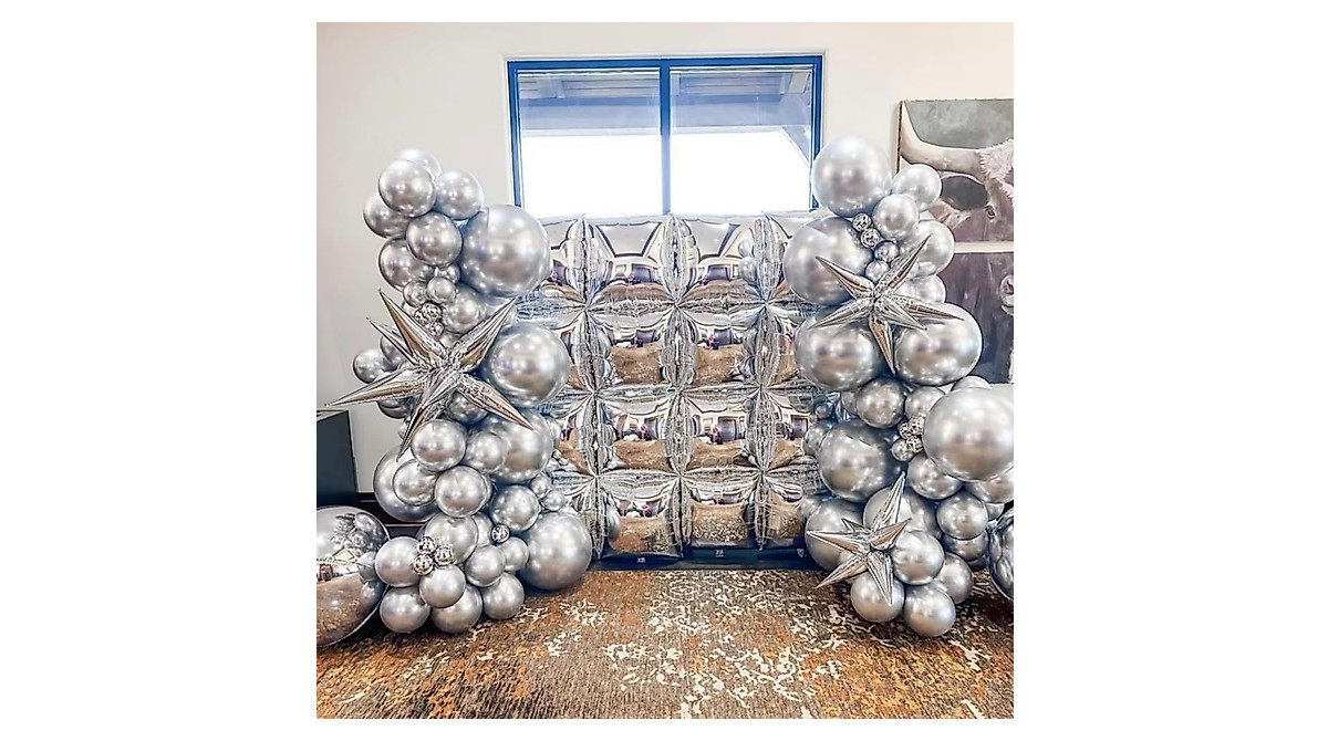 Orgnafey Silver Square Foil Balloon Wall Kit for Elegant Party Decor