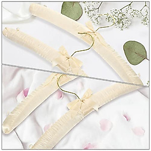 VOSAREA Skirt Hangers Baby Clothes Hangers 3pcs Satin Padded Hangers Covered Coat Hangers Wedding Bridal Bride Hanger with Non- Buttons for Strappy Dresses Beige Skirt Hangers Baby Clothes Hangers