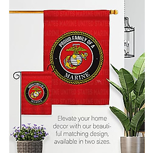 Breeze Decor Proud Family Garden Flag Armed Forces Marine Corps USMC Semper Fi United State American Military Veteran Retire Official House Banner Small Yard Gift Double-Sided, Made in USA