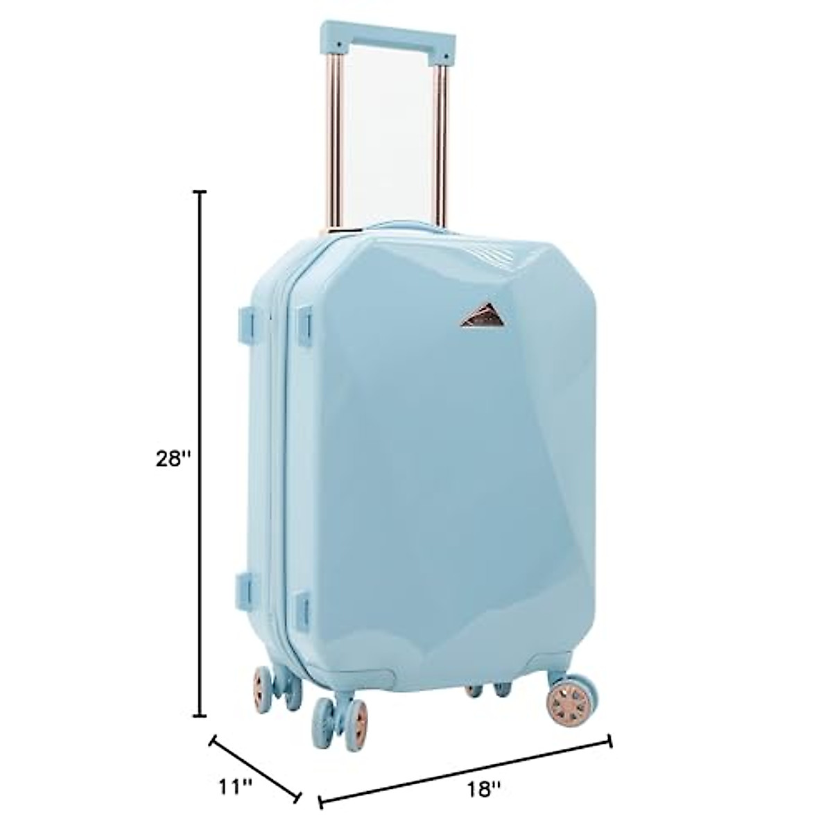 kensie Women's Shiny Diamond Hardside Spinner Luggage, Sky Blue, 2-Piece Set (20/28)