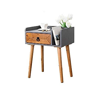 SJYDQ Steady Pine Wood Drawer Cabinet Handle Storage Cabinet Stable Bedside Table MDF Sheet Aluminum Nightstand Easy Install