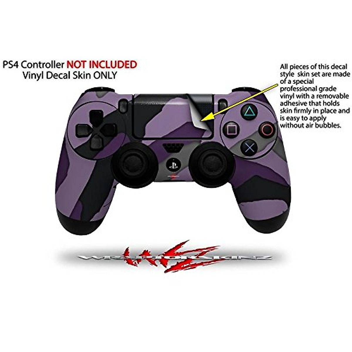 WraptorSkinz Skin Compatible with Sony PS4 Dualshock Controller PlayStation 4 Original Slim and Pro Camouflage Purple (Controller NOT Included)