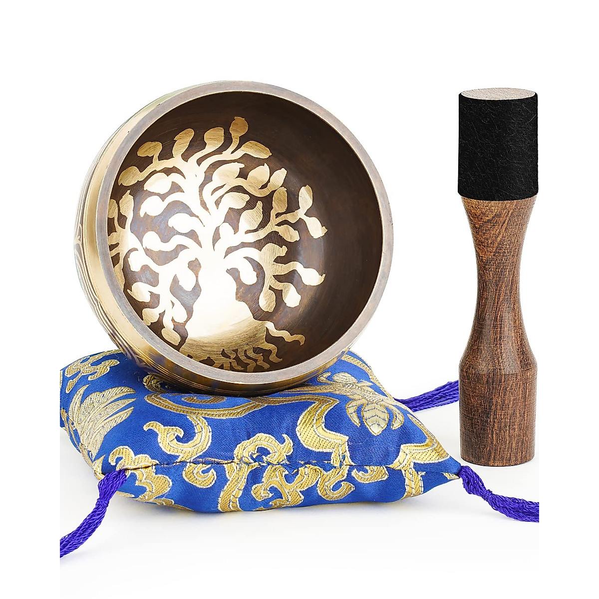 Hihealer Tibetan Singing Bowls, Meditation Sound Bowls Handcrafted in Nepal for Yoga, Chakra Healing, Mindfulness Self Care Spiritual Gifts for Women and Men (4" tree-of-life)