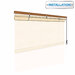 Patio Paradise Outdoor Roll up Shades Blinds Roller Shade for Porch Pergola Balcony 6'Wx6'H Pull Shade Privacy Screen Brown