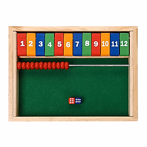 STERLING Games Kids Shut The Box Game for 2 Players | Wooden Math Toy Dice Game for Kids and Small Children | STEM Educational Toy for Learning Mathematics and Addition