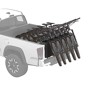 IKON MOTORSPORTS Tailgate Pad, Compatible With Most Trucks 53Inches Width Pickup, Black PVC Tailgate Pad w/ 5-Bike Straps & 1 Tool Bag