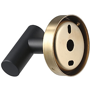 Urjumpea 2 Pack Black & Gold Towel Hook Wall Mounted Heavy Duty Stainless Steel Shower Hooks Round Robe Hanger Coat Hooks Towel Holder for Bathroom