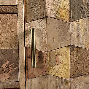 Great Deal Furniture Zona Mid-Century Modern Mango Wood 3 Drawer Sideboard with 2 Doors, Natural