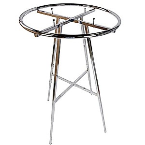 SSWBasics Chrome Round Clothing Rack (36" Diameter, 48"-72" H, 3" Increments) - with Push Button Adjustable Legs - Round Garment Rack for Retail, Thrift, and Consignment Shops