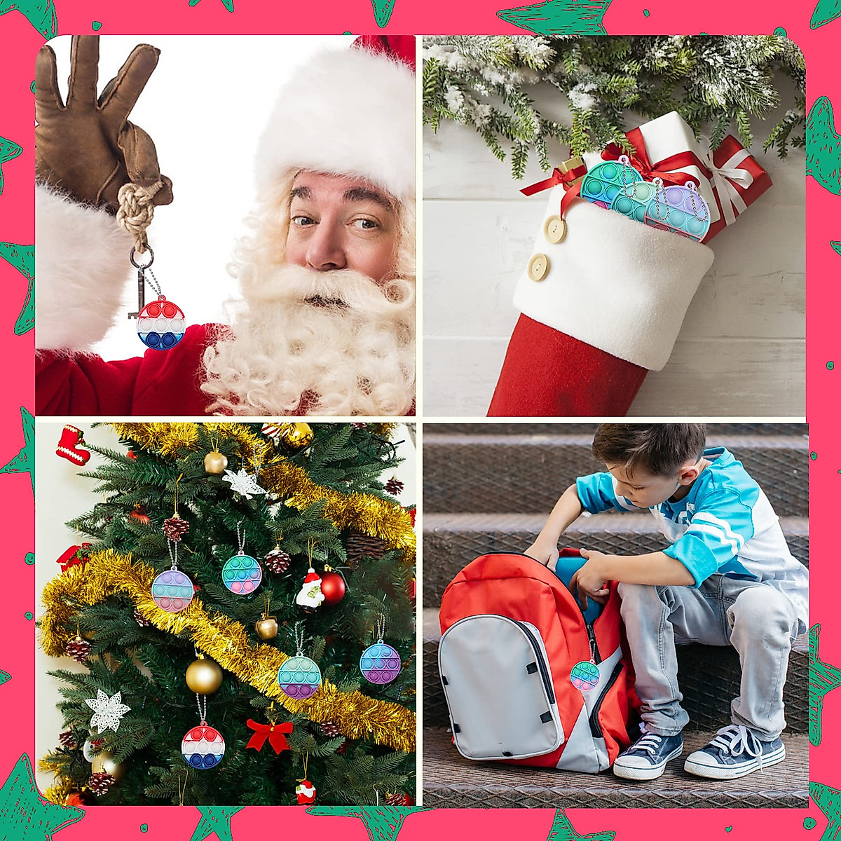 TOANWOD 24PCS Party Favors Pop Fidget Keychain Toy: Mini Party Favors Bubble Toy Pack for Kids - Birthday Goodie Bag Stuffers Gifts in Box - Sensory Classroom Prizes Bulk