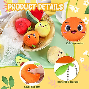 Aoriher 6 Pcs Fruit Plush Toys Colorful Cute Stuffed Mini Avocado Strawberry Orange Handbag Backpack Keychains Sensory Gifts for Christmas Party Favors Classroom Reward Exchange Gifts, 3.15 Inches