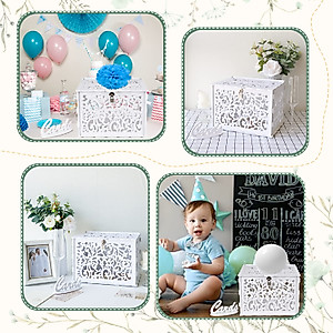 OurWarm White Wedding Card Box with Lock, PVC Gift Card Box for Wedding Decorations for Reception, Gift Card Money Box for Party Reception Anniversary Bridal Baby Shower