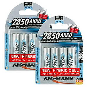 Ansmann Comfort Smart Charger Bundle for 1-8 AA/AAA Rechargeable Batteries + 8 pcs of Ansmann AA 2850 Hybrid Rechargeable Batteries