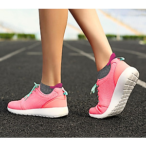 KONY 6 Pairs Women's Cotton Thick Cushioned Colorful Running Athletic Low Cut Ankle Tab Socks, Size 6-9 (Purple/Orange/Blue/White/Grey/Black)