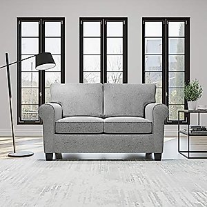Edenbrook Willow Upholstered Loveseat with Rolled Arms – Living Room Furniture – Gray Small Loveseat - Seats Two – Loveseat for Small Spaces