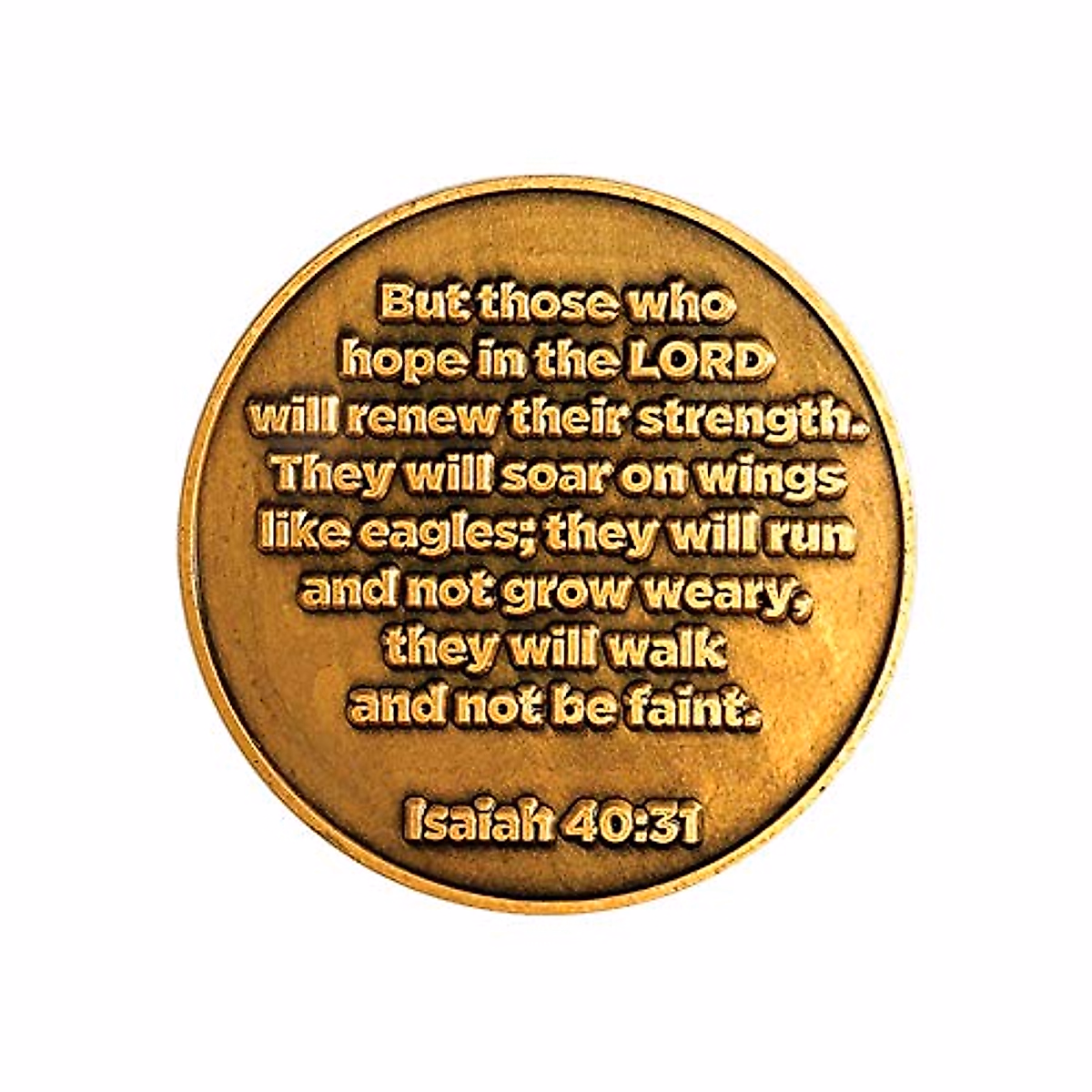 Christian Eagle Challenge Coin, Antique Gold-Color Plated, American Bald Eagle & Isaiah 40:31