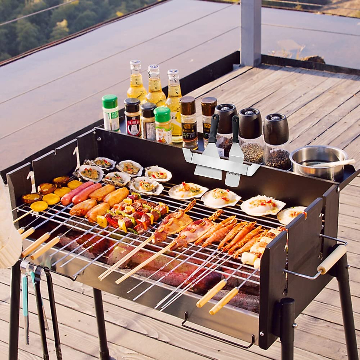 1 Pack Stainless Steel Griddle Spatula Holder, Grill Barbecue Tool Rack, Griddle Accessories for Grilling Utensils Scrapers Charcoal Grills，Compatible with Blackstone Camp Chef Royal Gourmet