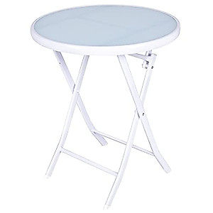 DOUBAO 3 PCS Folding Bistro Table Chairs Set Garden Backyard Patio Furniture White Loveseat Coffee Table