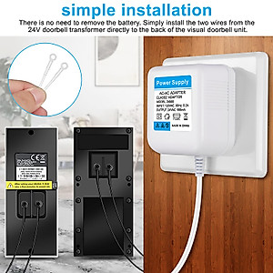 24V Doorbell Transformer Compatible with Ring Doorbell,Video Doorbell,Nest, Ecobee, Sensi and Honeywell Thermostats,24V 500MA AC Transformer (16.4FT White 12.0, Watts