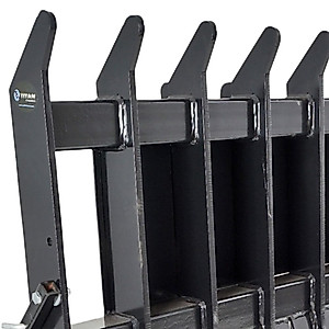 Titan Attachments Skid Steer Root Rake Attachment 60in Wide, Universal Quick Tach Hookup, Root Clearing Brush Rake, Land Clearing Site Prep Implement, Roll Debris, Silage, Brush to Burn Pile