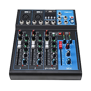 4 Channel Live Studio Stereo Audio bluetooth Mixer Sound Mixing DJ USB Console