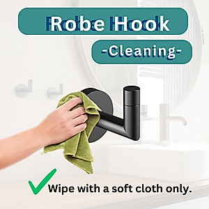 CalcMetal LAKETON Collection, 2 Packs Modern Zinc Robe Towel and Coat Hook, Wall Hook for Bath and Kitchen, Two Screws with Threaded Wall Anchor, Easy to Install, Matte Black