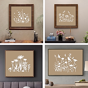 16 Pieces Wildflower Stencils for Painting, Reusable Small Spring Wild Flower Stencils Wall Stencils, DIY Small Drawing Template Stencil for Painting on Wood Wall Canvas Home Decor(5x6Inch)