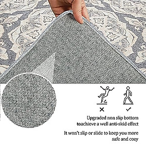 Popumelon Area Rug Living Room Rugs - 5x7 Resistant Washable Rug, Anti Slip Backing Rugs for Living Room, Boho Vintage Tribal Area Rugs