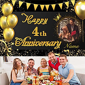 Custom Happy 4th Anniversary Decorations Supplies,4th Birthday Decorations Banner,4th Wedding Anniversary Backdrop(4x6ft)