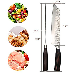 Kitory Kiritsuke Chef Knife 8" Japanese Knife for Smoothly cutting Multi-Use Kitchen Knife for Cutting Meat and Vegetables - Ergonomic PakkaWood Handle - Exquisite Hammered Finish Non-Slip Texture