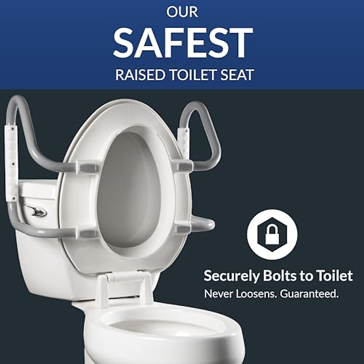 Bemis Assurance 3" Raised Toilet Seat with Handles and Bidet Attachment, Clean Shield Guard, Secure Hinges, Elongated, White